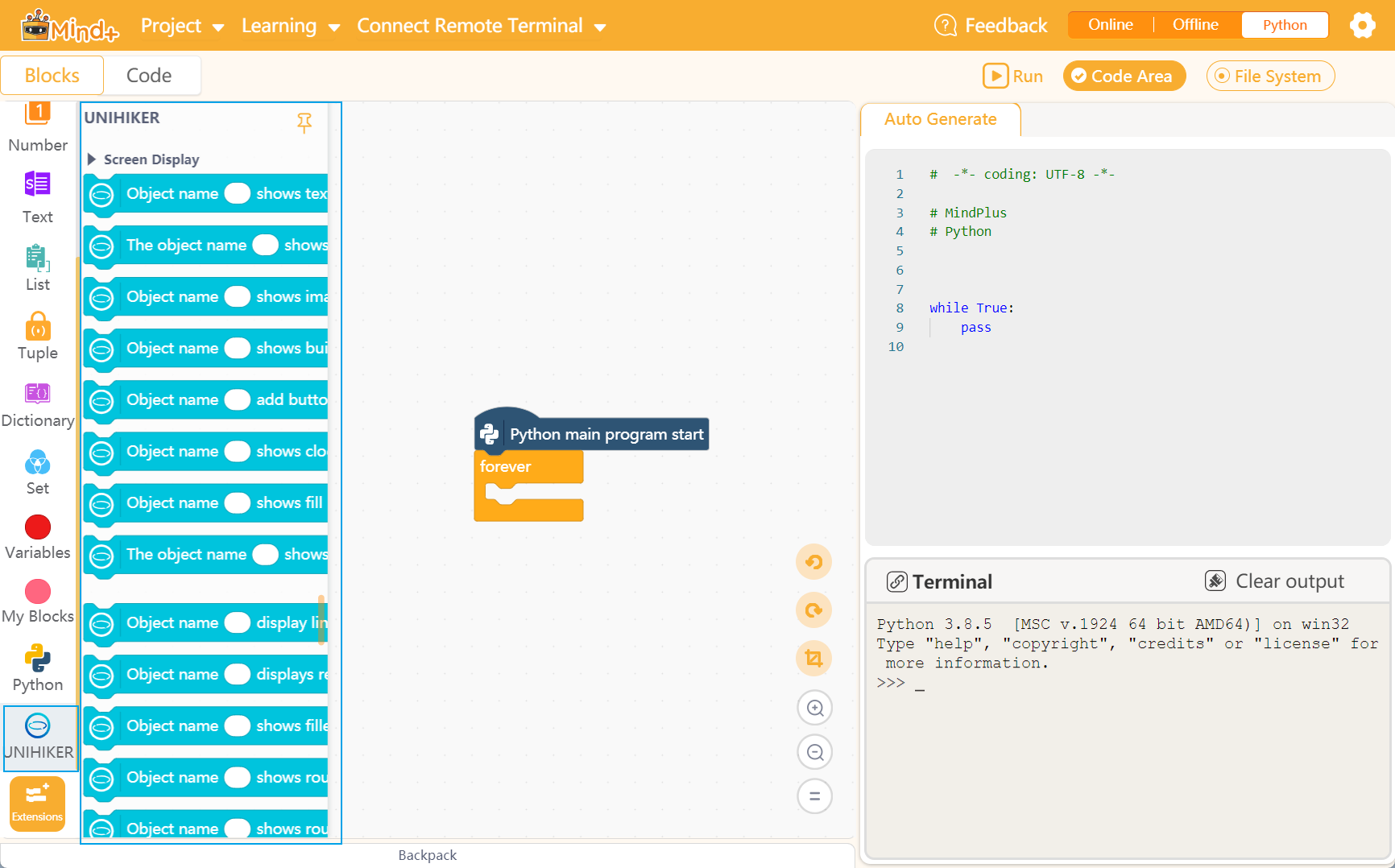 Mind+ Python & Graphical Python - UNIHIKER Documentation